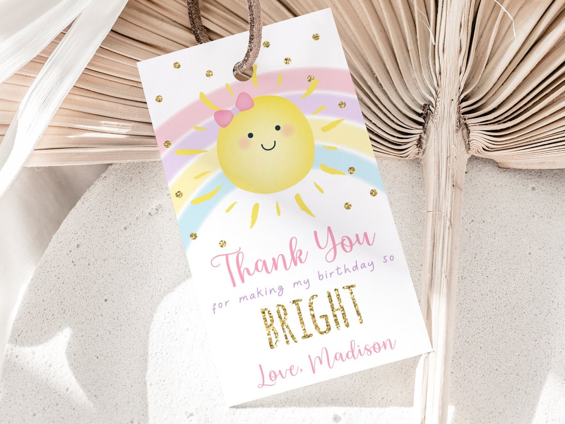 Editable Sunshine Rainbow Thank You Tags Favor Tags Rainbow - Etsy