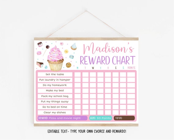 Editable Ice Cream Reward Chart Girls Chore Chart Kids, 58% OFF