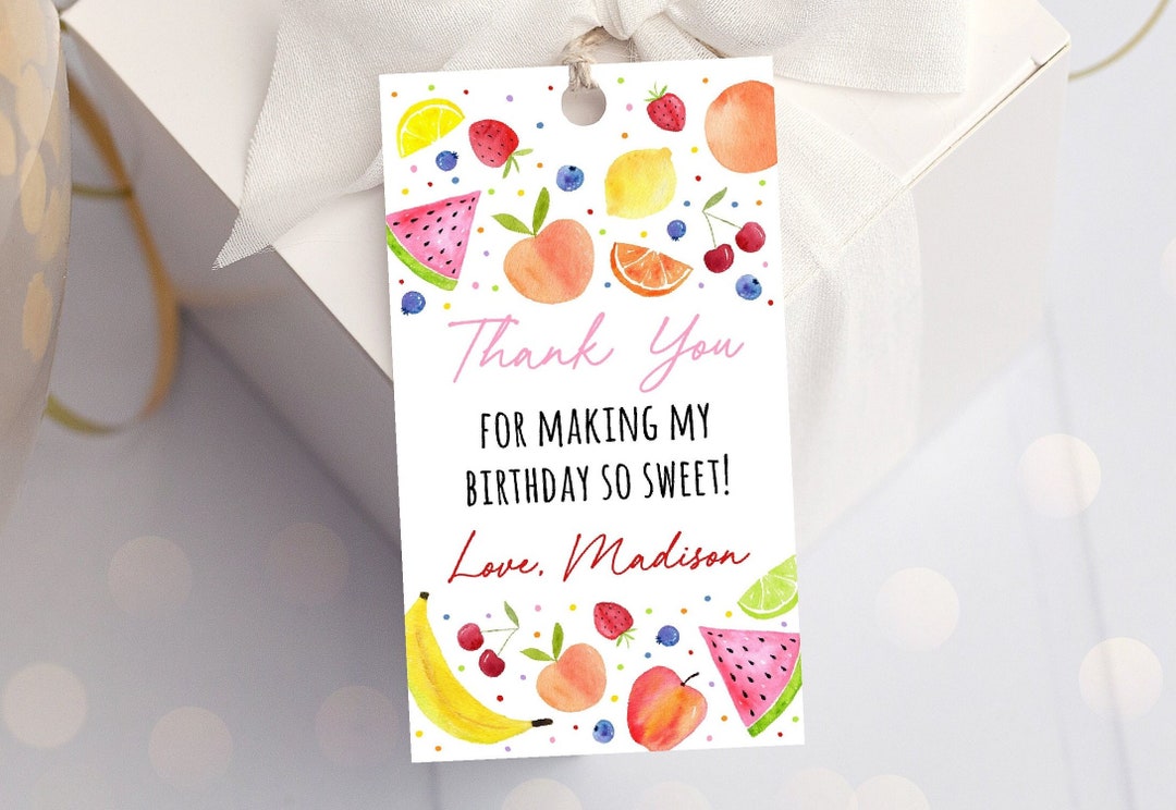 Editable Two-tti Frutti Birthday Tag Favor Tag Cutie Fruit - Etsy