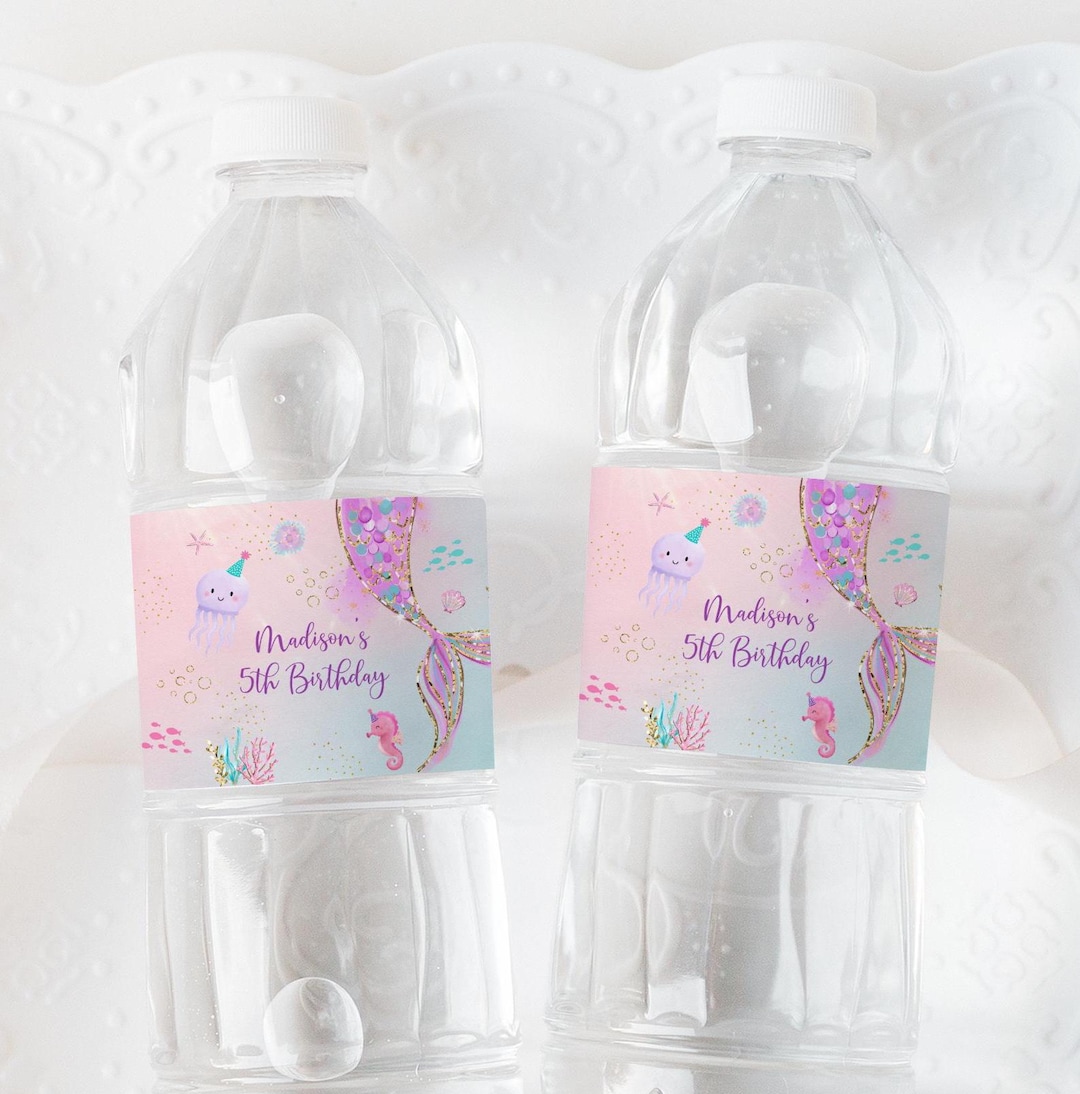 Editable Mermaid Water Bottle Labels, Dive Into Five Little Mermaid ...