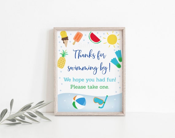 Pool Party Favor Sign Thank You Sign Pool Birthday Party Boys | Etsy