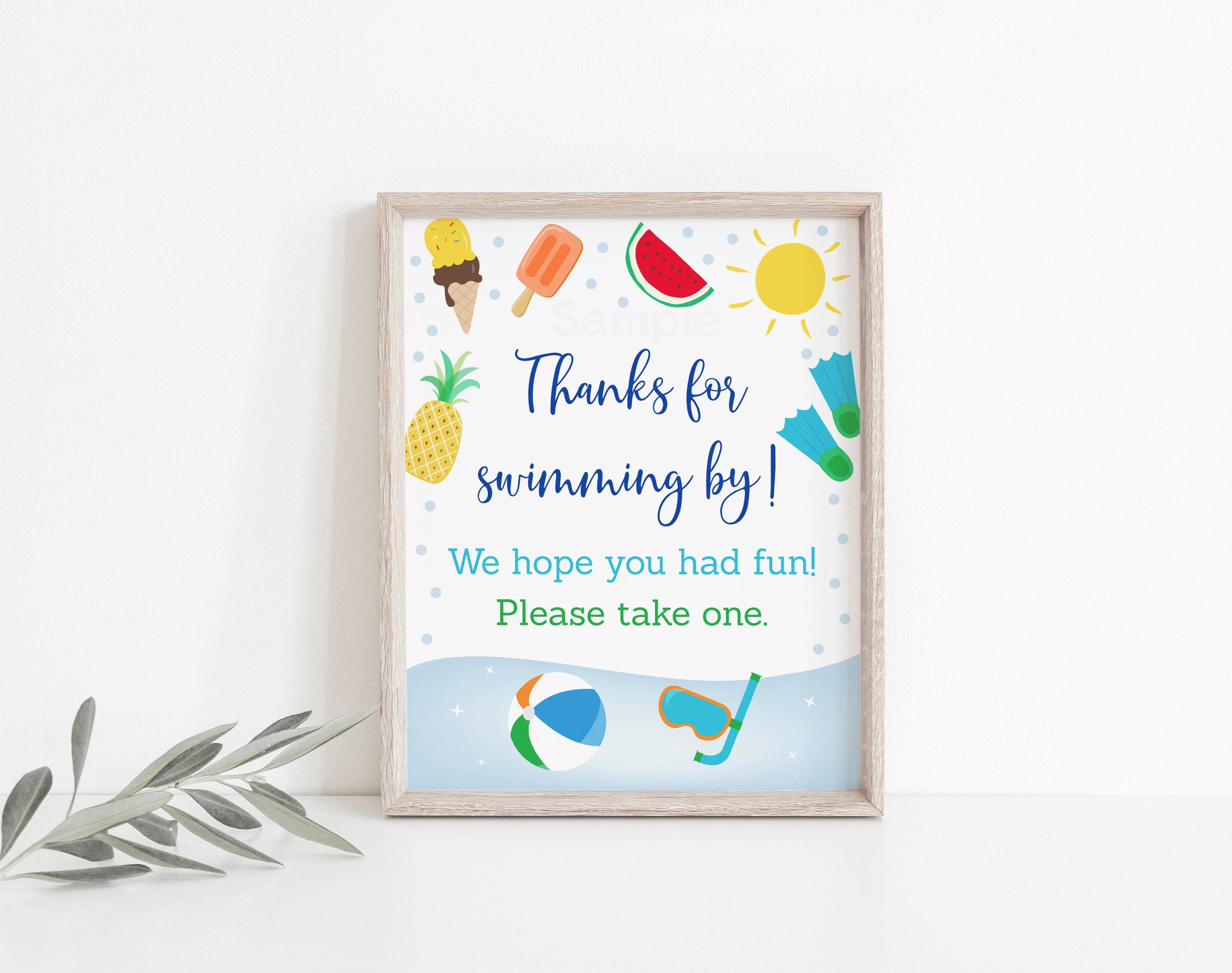 Pool Party Favor Sign Thank You Sign Pool Birthday Party Boys | Etsy