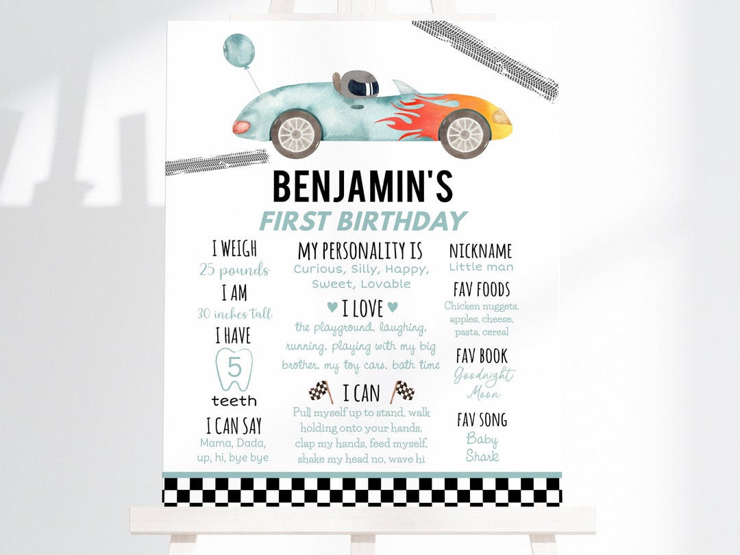 Race Car First Birthday Milestone Sign Racing Party Racing Car Boy 2nd ...