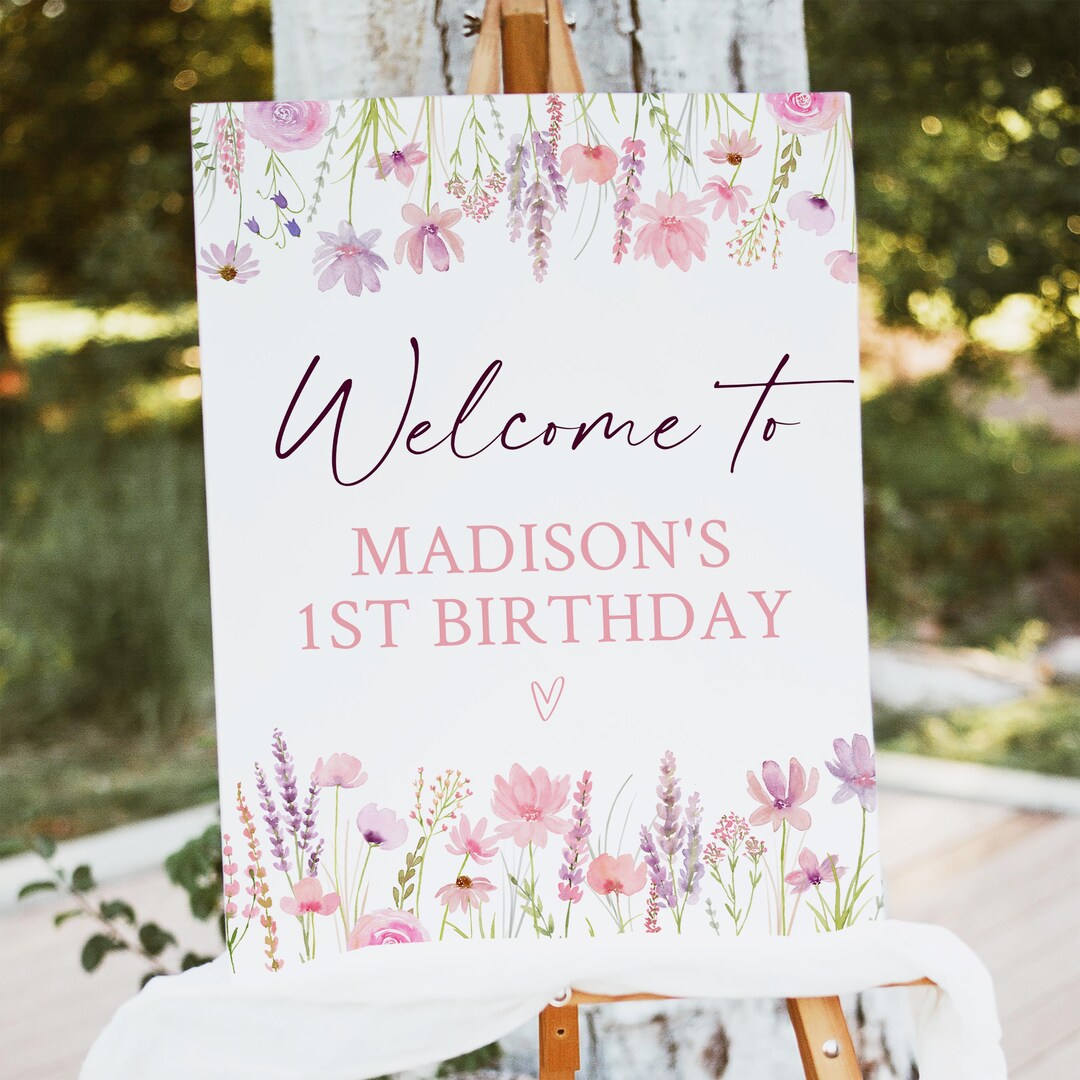 Editable Wildflower Birthday Welcome Sign Wildflower Baby Shower Wild ...