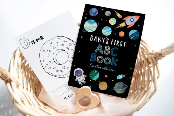 ABC Book Baby Shower Game Astronaut Space Alphabet Coloring - Etsy