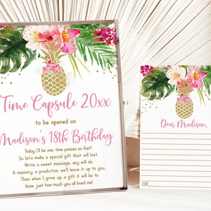Editable Pineapple Birthday Time Capsule Pineapple First Birthday Pink ...