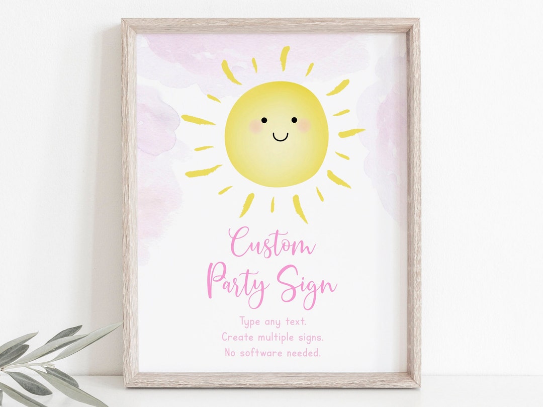 Editable Girl Sunshine Birthday Party Sign Sunshine Party Sunshine ...