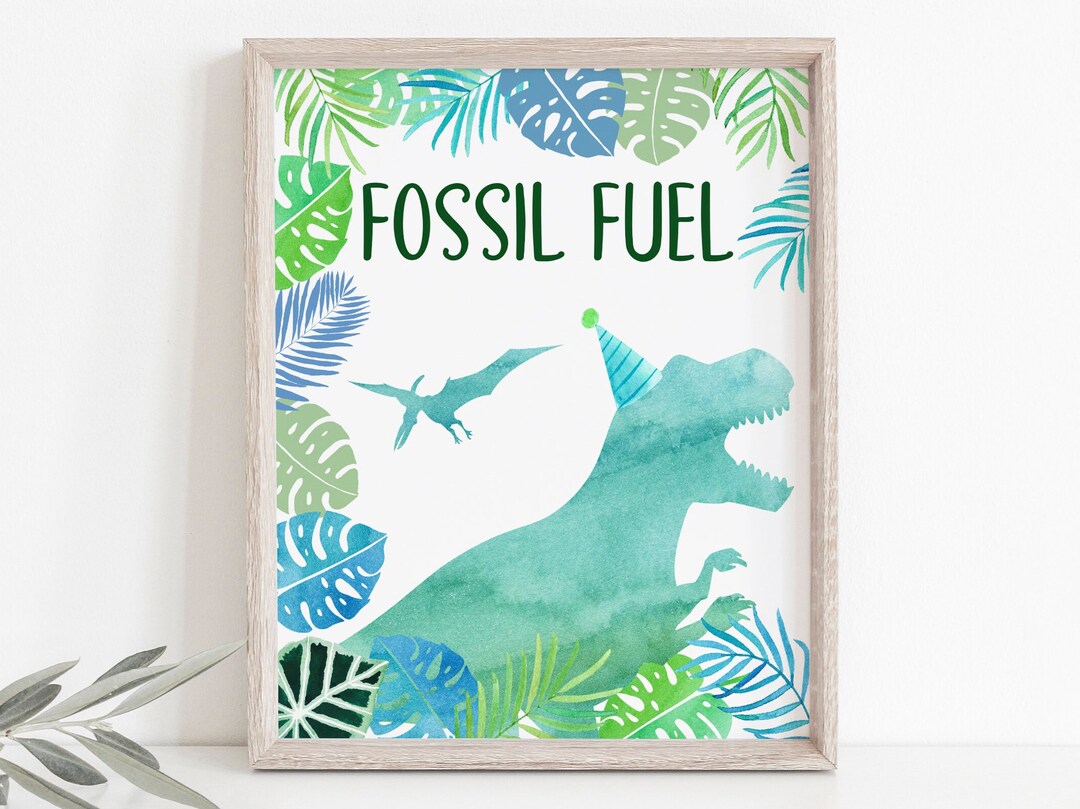Fossil Fuel Dinosaur Birthday Sign T-rex Birthday Three Rex Dinosaur ...