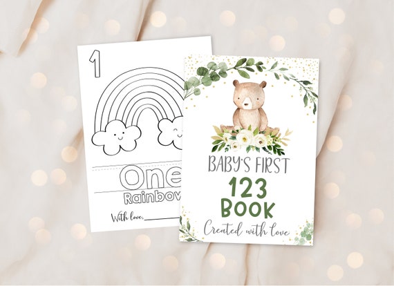 Baby's First 123 Book Baby Shower Coloring Pages Baby Shower Game Teddy ...