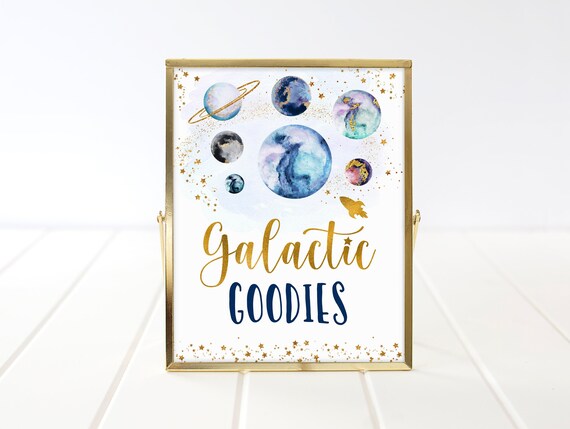 Space Galactic Goodies Birthday Food Sign Galaxy Planets Outer - Etsy