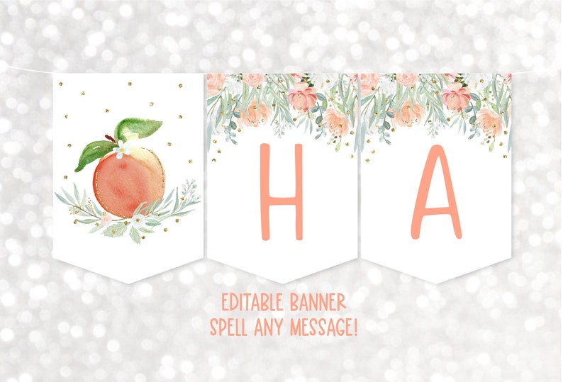 Editable Peach Birthday Banner Sweet as A Peach First Birthday | Etsy