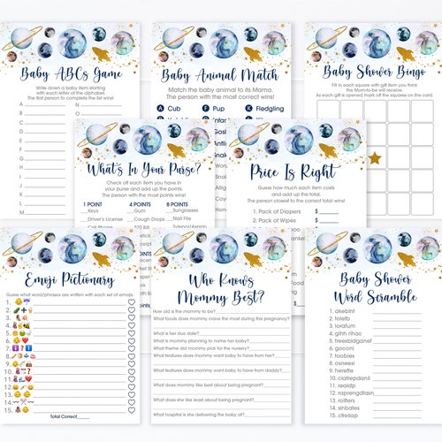 Editable Space Planets Baby Shower Games Bundle Outer Space - Etsy