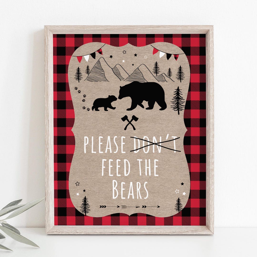 Don't Feed the Bears Birthday Sign, Lumberjack Birthday Decor, Woodland ...