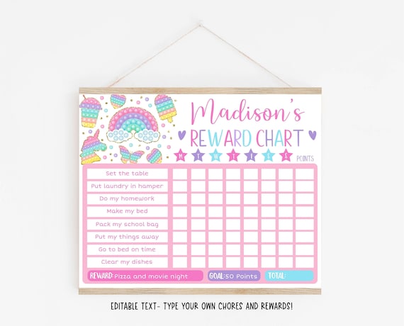 Editable Rainbow Chart Unicorn Reward Chart, Rainbow Behavior Chart ...