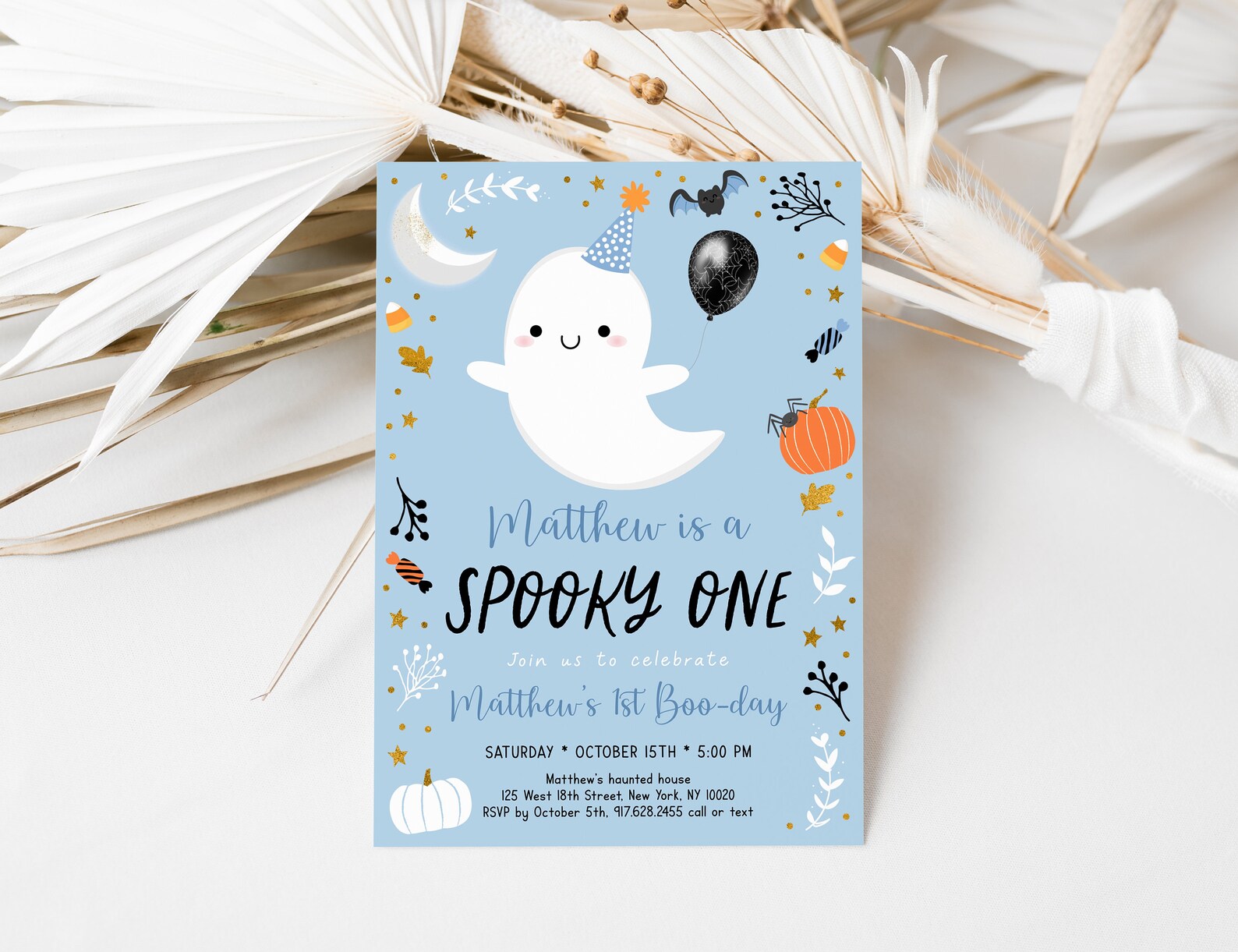 Editable Spooky One Ghost Birthday Invitation Halloween Ghost - Etsy