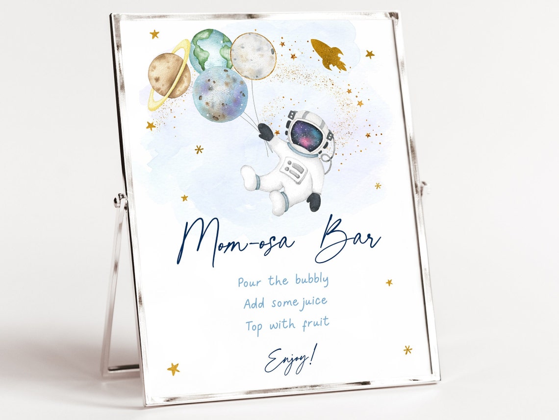 Galaxy Outer Space Mimosa Bar Sign Astronaut Blue Gold Boy - Etsy