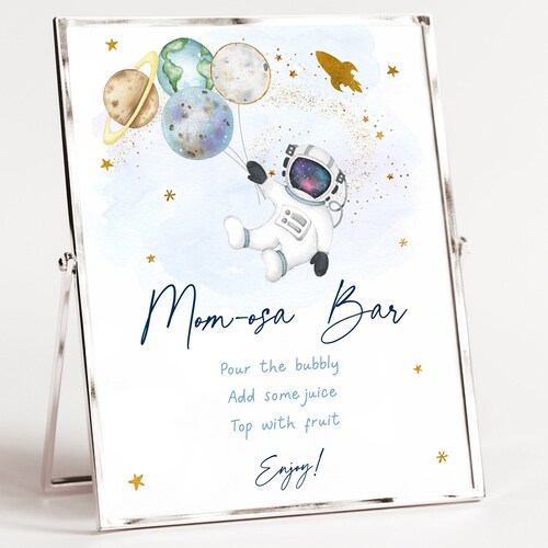 Galaxy Outer Space Mimosa Bar Sign Astronaut Blue Gold Boy - Etsy