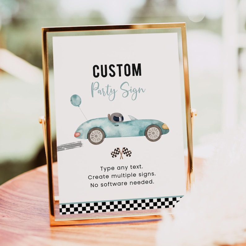 Editable Race Car Birthday Party Sign Two Fast Birthday Racing Party ...