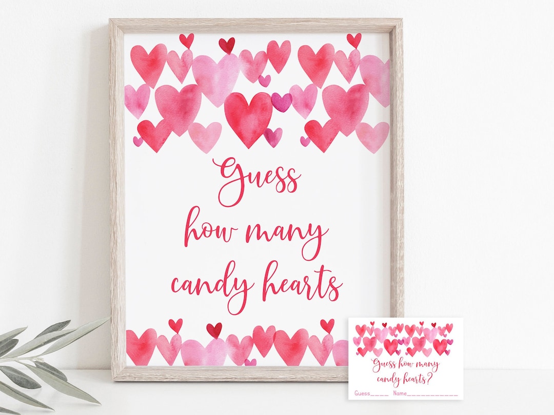 Guess How Many Candy Hearts Game, Valentine's Guess How Many Game ...