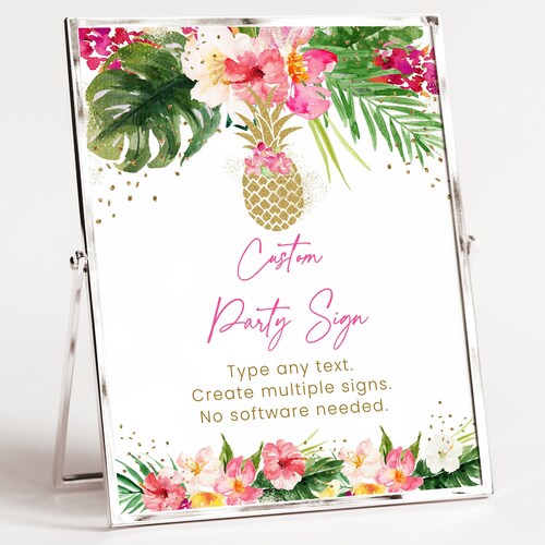 Editable Pineapple Bridal Shower Welcome Sign Pink Tropical - Etsy