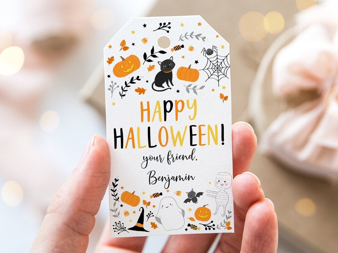 Editable Halloween Tag Favor Tag Happy Halloween Treat Tags Trick or ...
