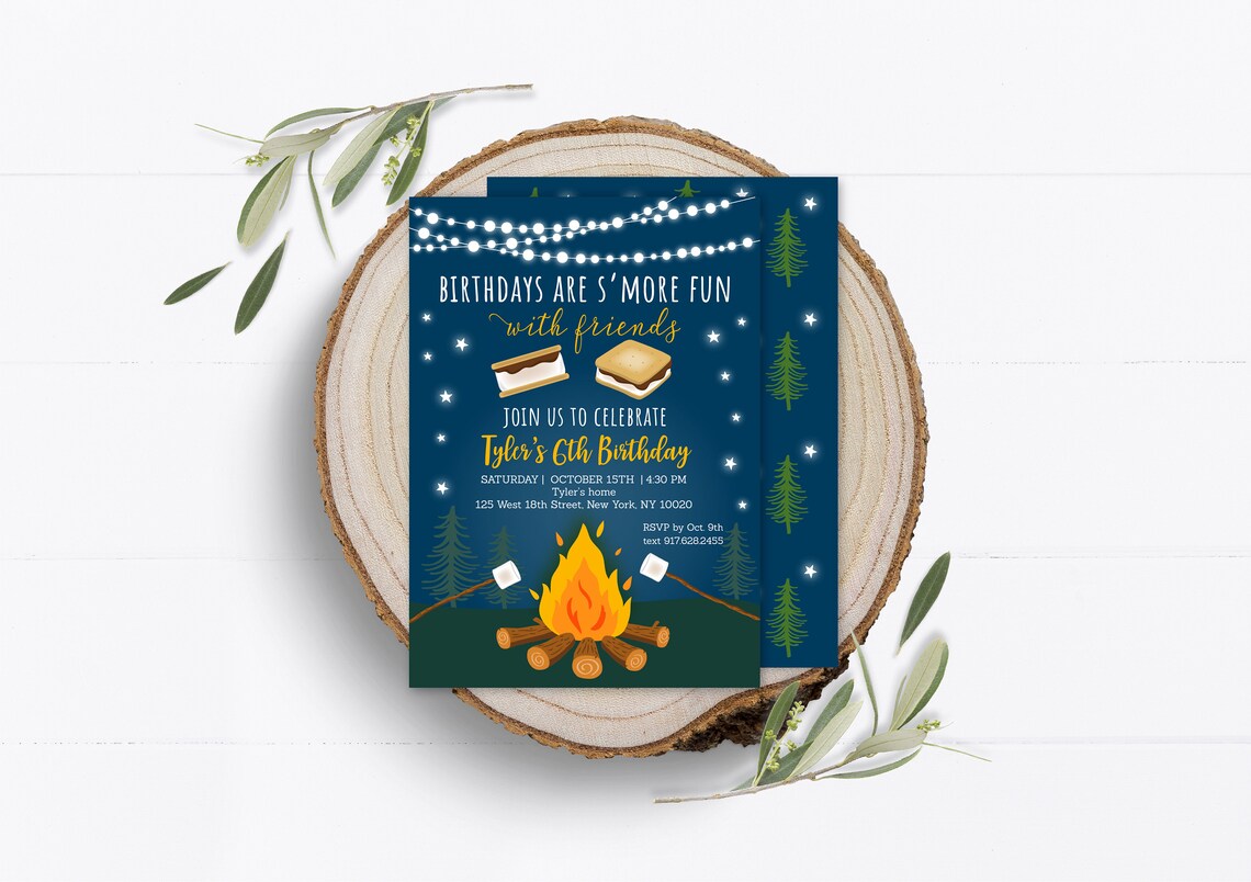 EDITABLE S'mores Birthday Invitation Camping Bonfire | Etsy