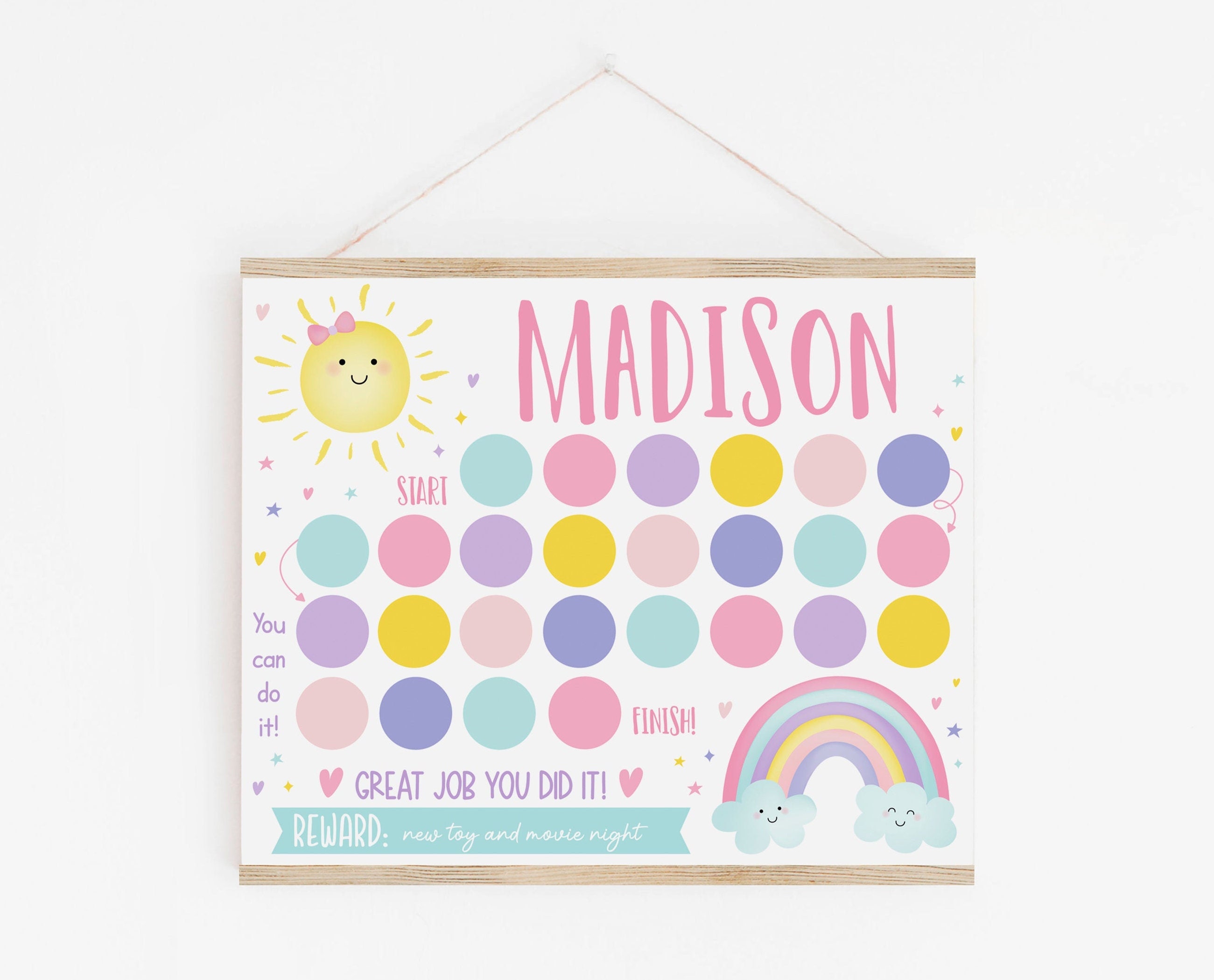 Editable Sunshine Rainbow Reward Chart Sunshine Sticker - Etsy Canada