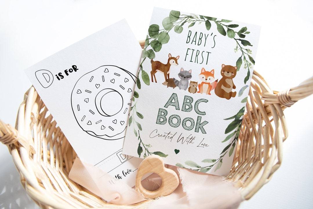 Woodland ABC Book Baby Shower Game Woodland Alphabet Coloring Book Baby ...