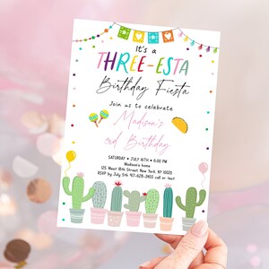 Editable Three-esta Fiesta Birthday Invitation Third Birthday - Etsy
