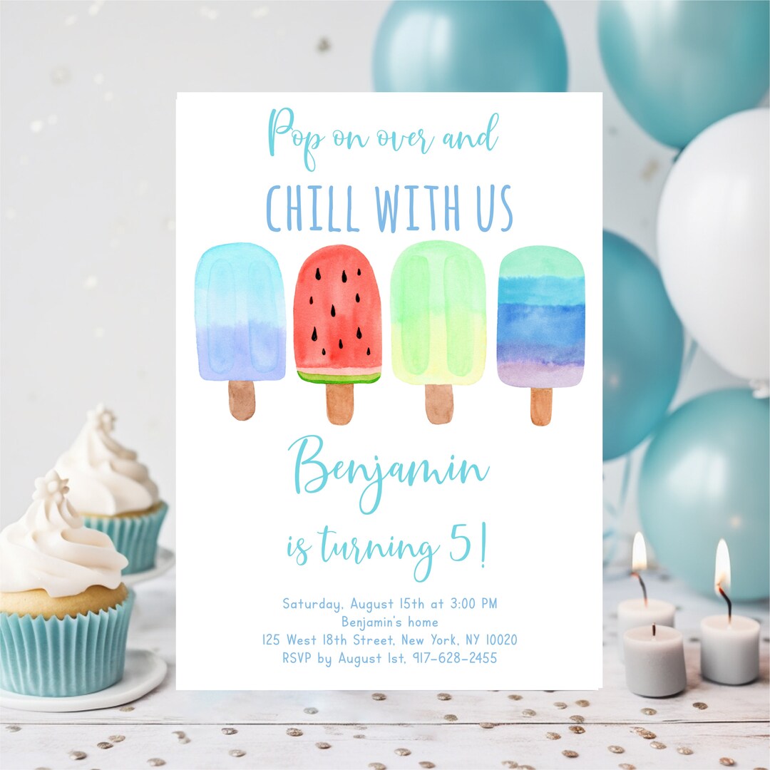 Editable Popsicle Birthday Invitation Popsicle Birthday Invite Pop on ...