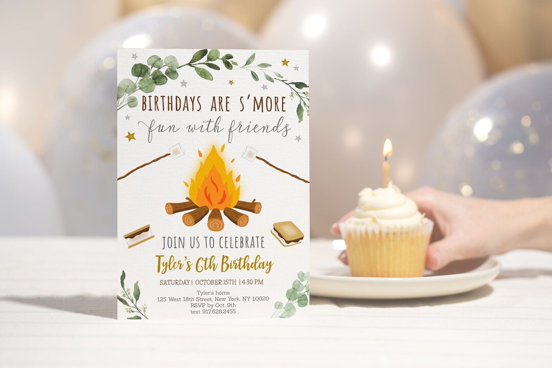 EDITABLE S'mores Birthday Invitation, Camping, Campfire, Bonfire, Smore ...