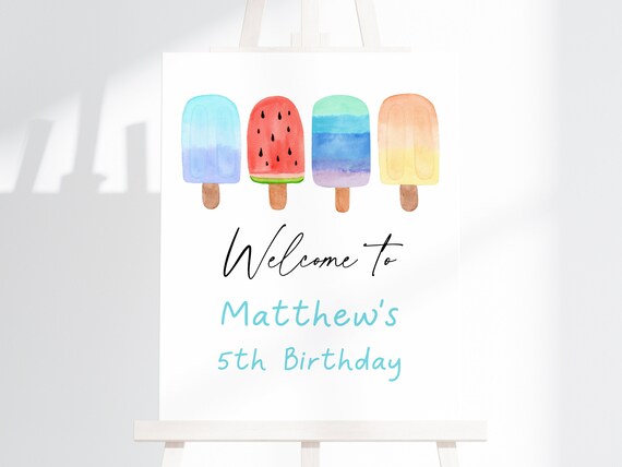 Editable Popsicle Birthday Welcome Sign Popsicle Party Pop on - Etsy
