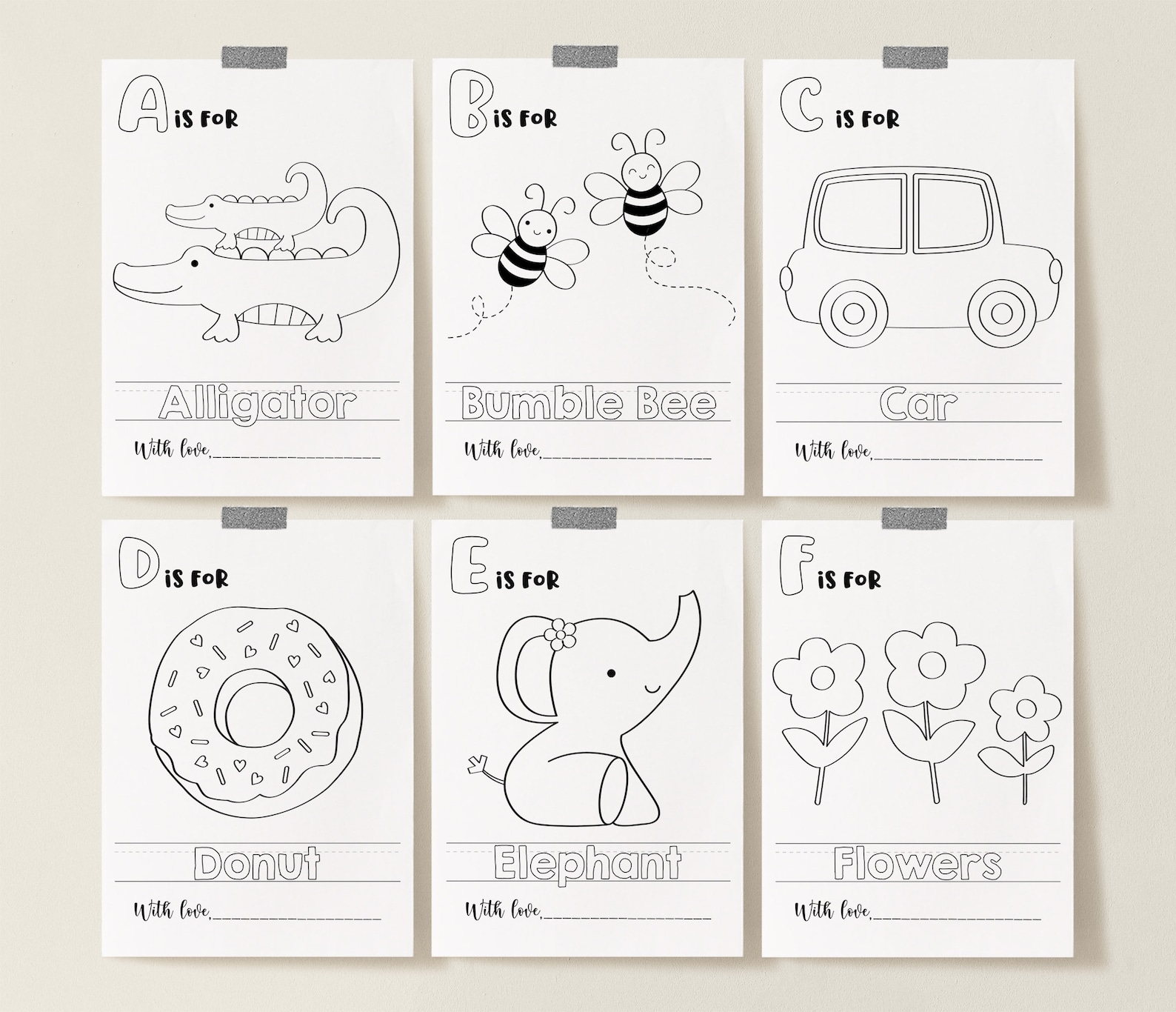 ABC Book Baby Shower Game Woodland Greenery Alphabet Coloring - Etsy