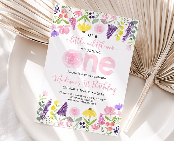 Editable Wildflower Birthday Invitation Little Wildflower Birthday ...