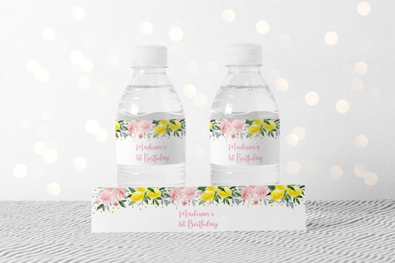 Editable Lemonade Birthday Water Bottle Labels Sunshine Lemonade Pink ...