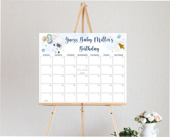 Editable Space Baby Shower Due Date Calendar Game Astronaut - Etsy