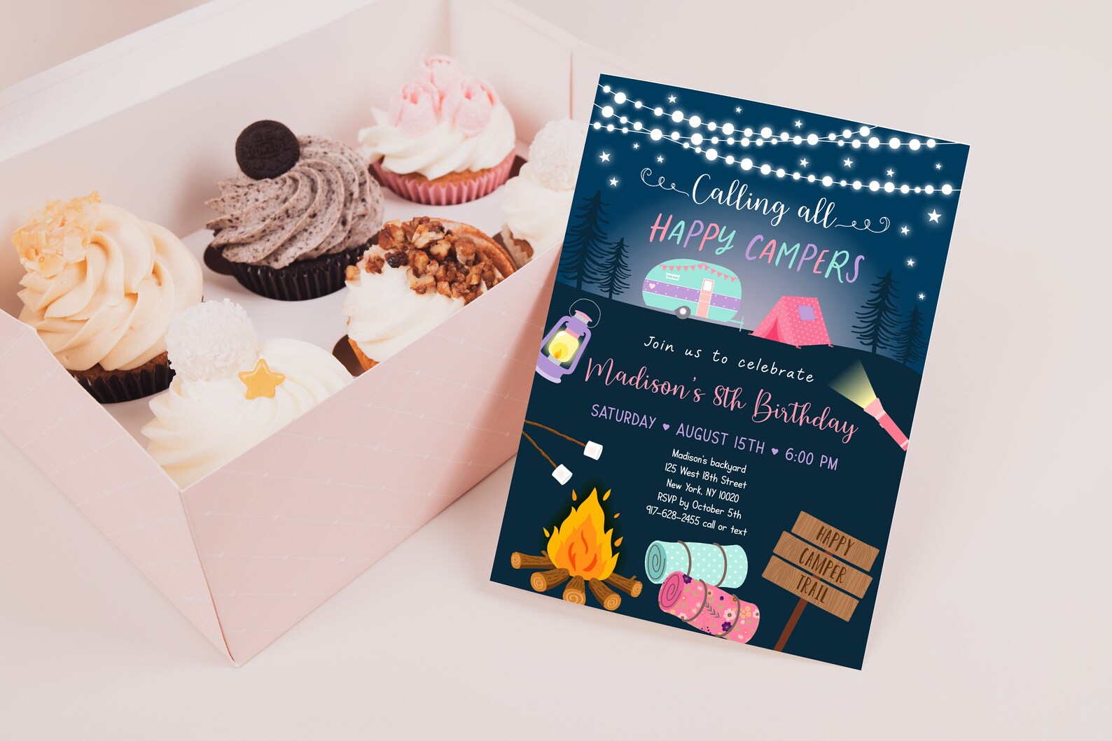 Editable Girl Camping Invitation Camping Sleepover Party - Etsy