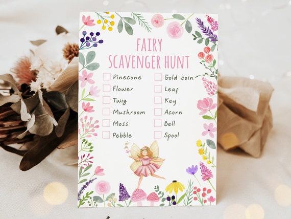Editable Fairy Scavenger Hunt Game Fairy First Birthday Fairy Garden ...