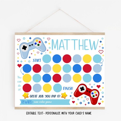 Editable Video Game Reward Chart Video Game Sticker Chart - Etsy
