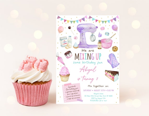 Editable Baking Birthday Invitation Baking Birthday Invite Girls Baking ...