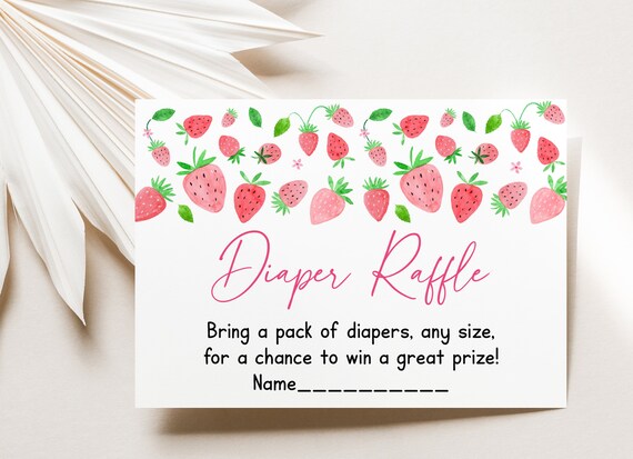 Strawberry Diaper Raffle Cards Strawberry Baby Shower Berry Sweet ...