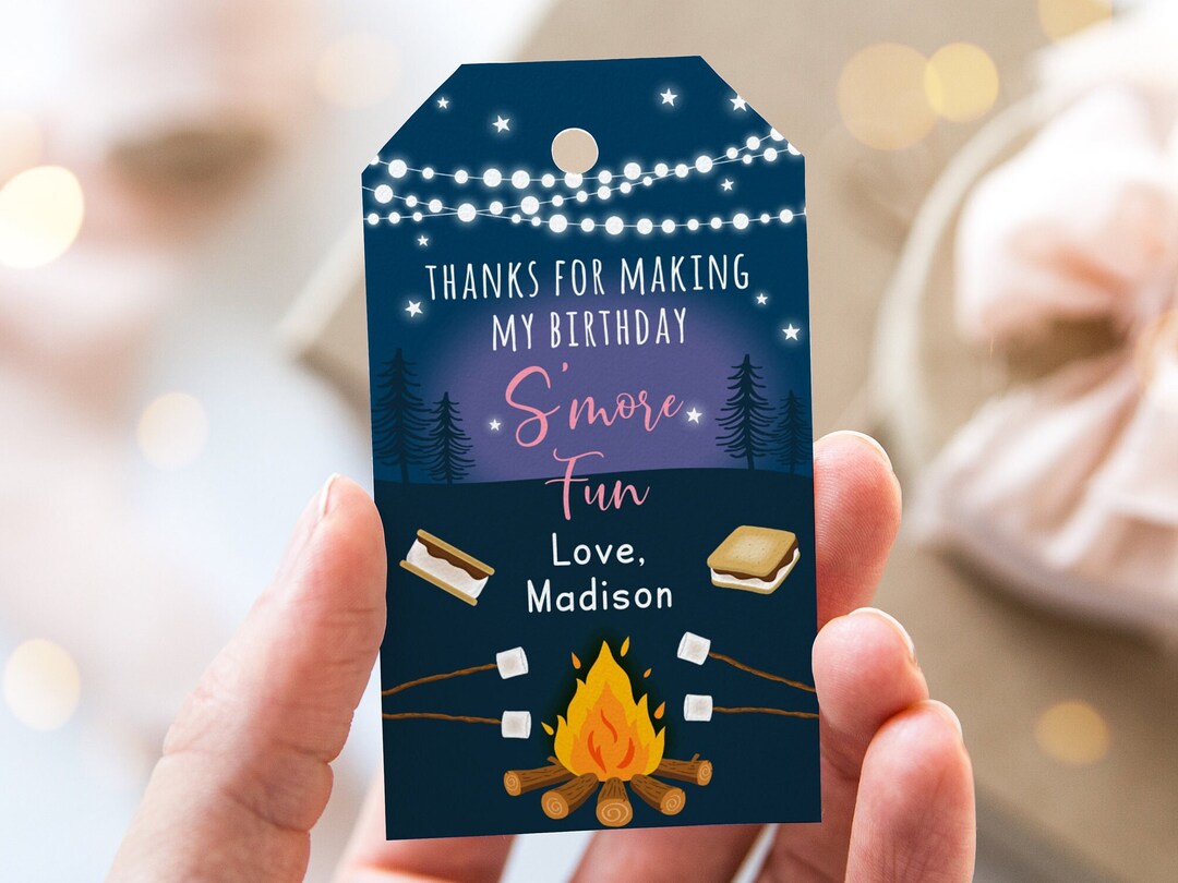 Editable S'mores Birthday Thank You Tags Favor Tags Smore Fun Girls S ...