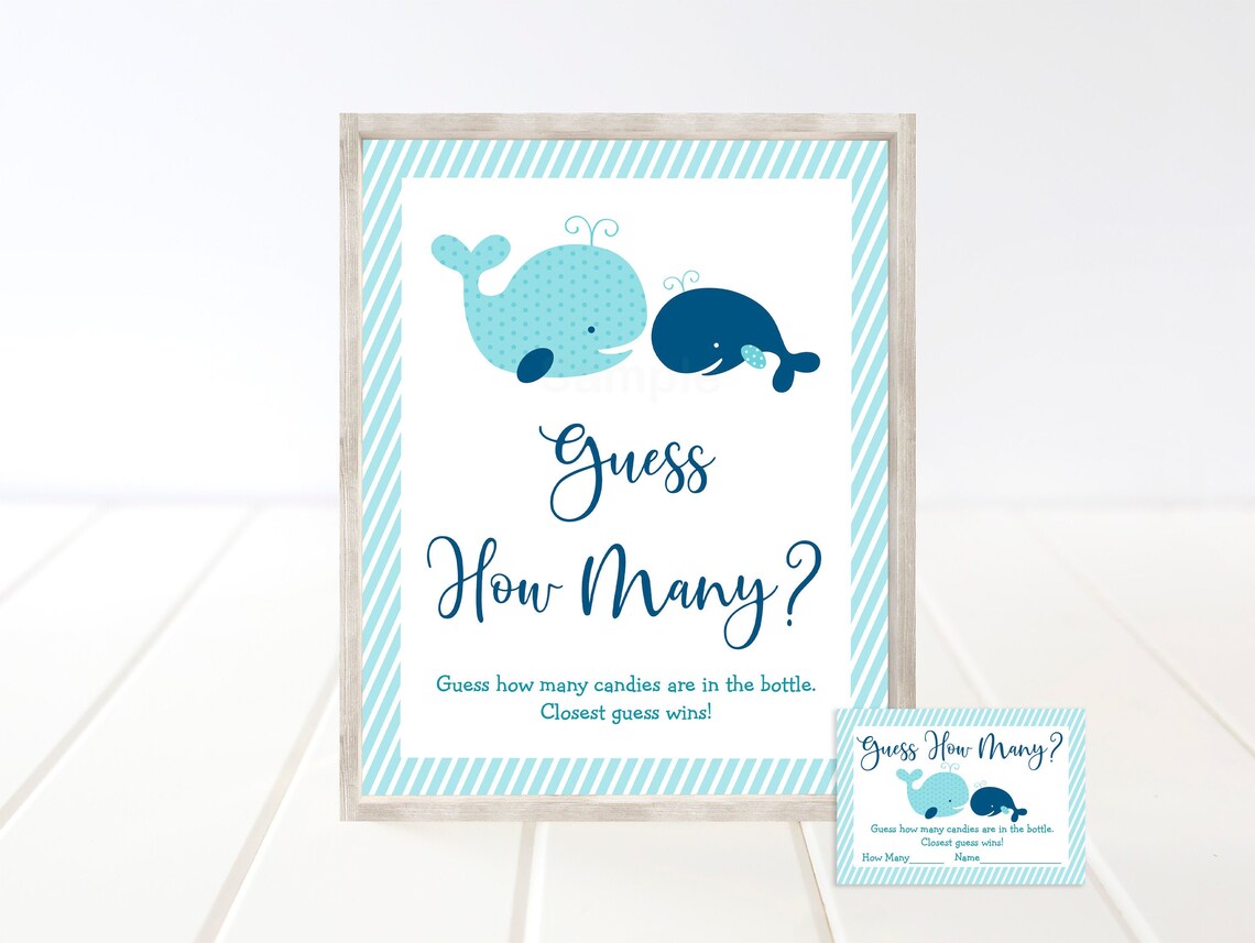 Whale Guess How Many Game Whale Baby Shower Nautical Baby - Etsy