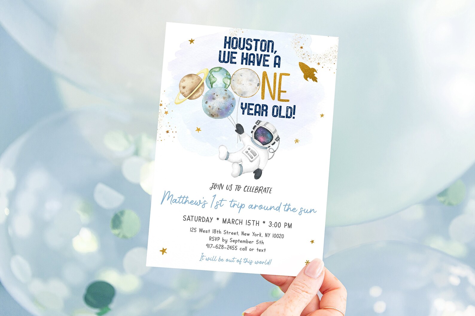 Editable Space Birthday Invitation First Trip Around the Sun - Etsy