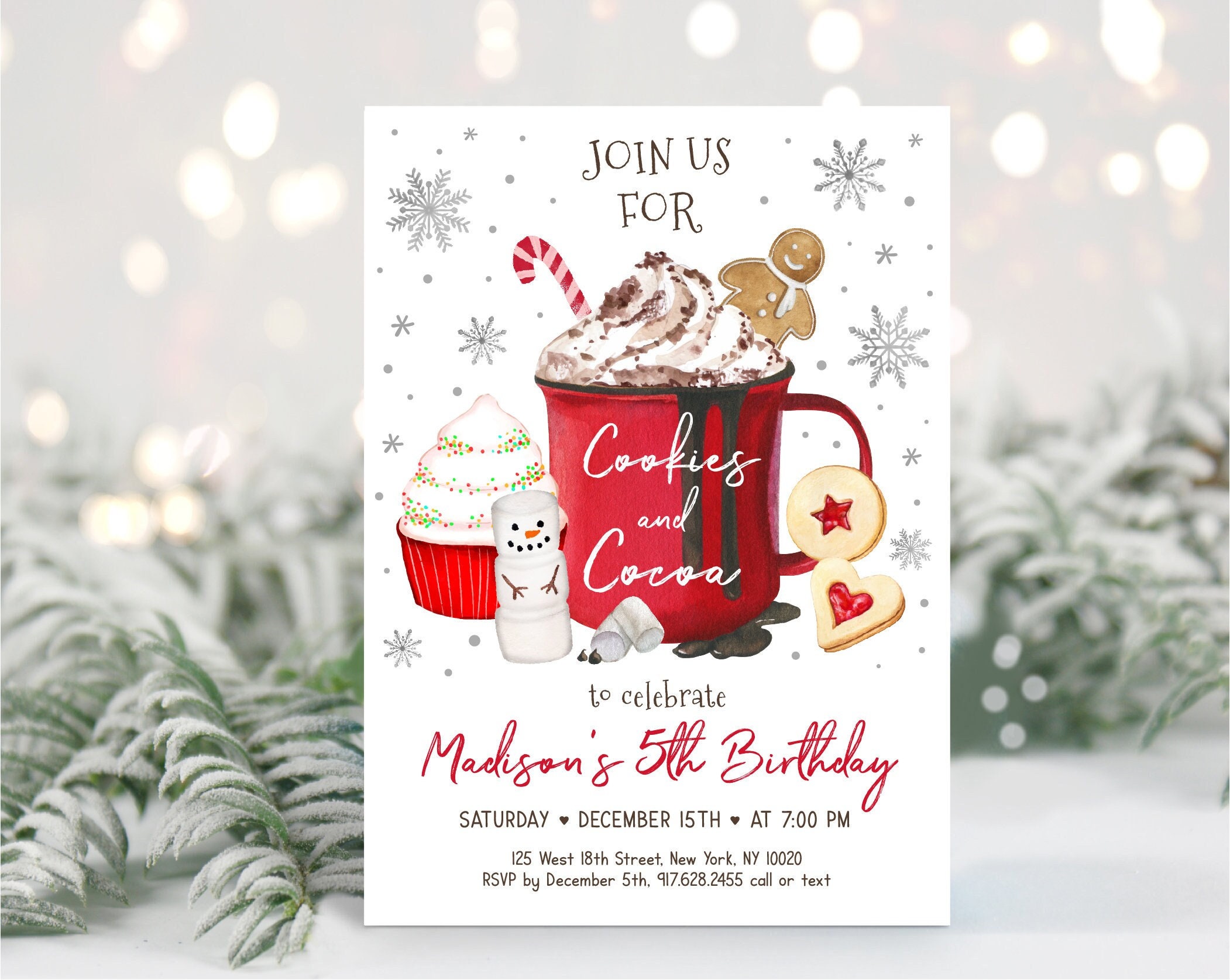 Editable Hot Cocoa Birthday Invitation Cookies & Cocoa Party | Etsy