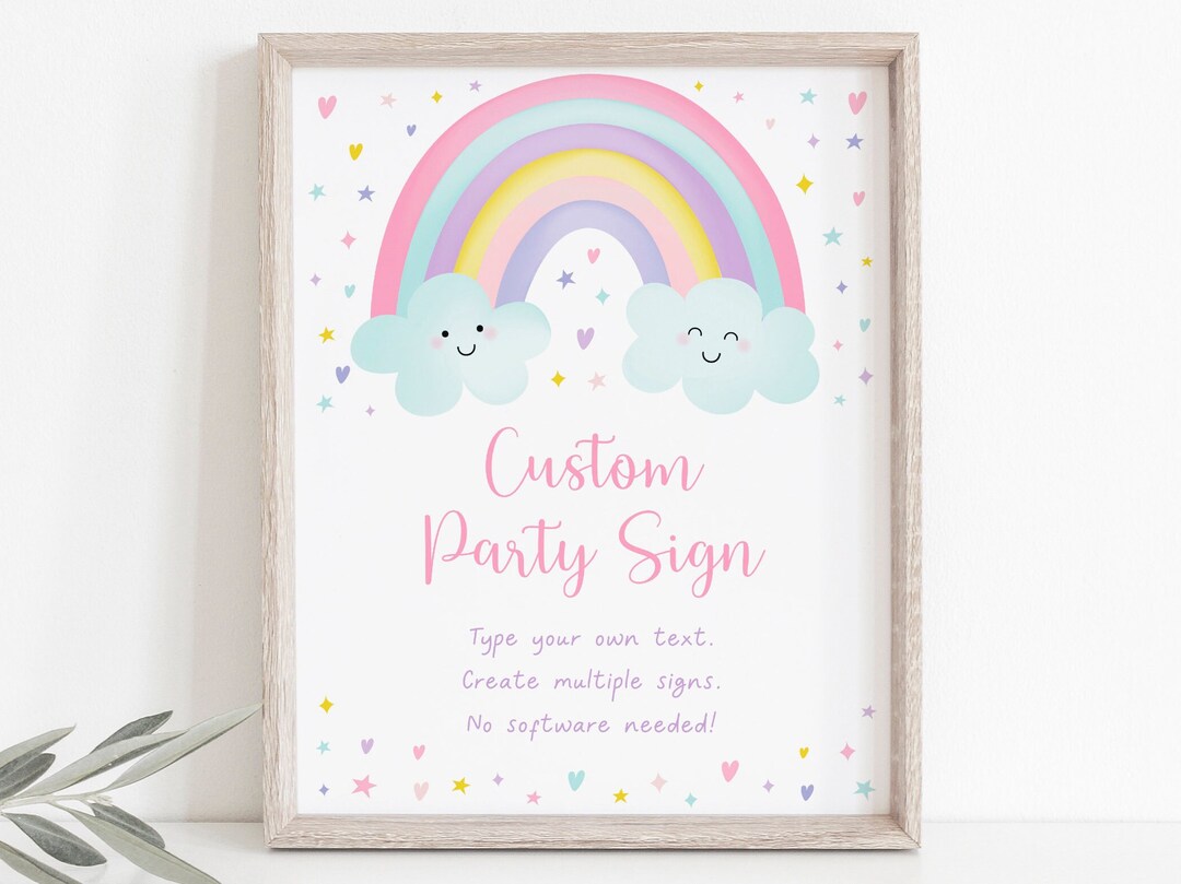 Editable Rainbow Birthday Sign Rainbow Party Sign Pastel - Etsy