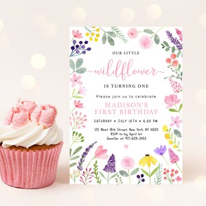 Editable Wildflower Birthday Invitation Little Wildflower Birthday ...