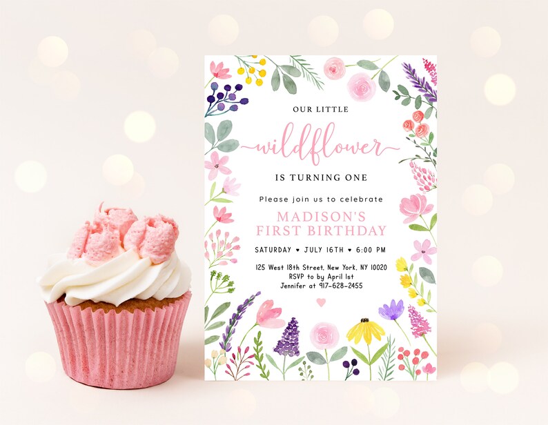 Editable Wildflower Birthday Invitation Little Wildflower Birthday ...