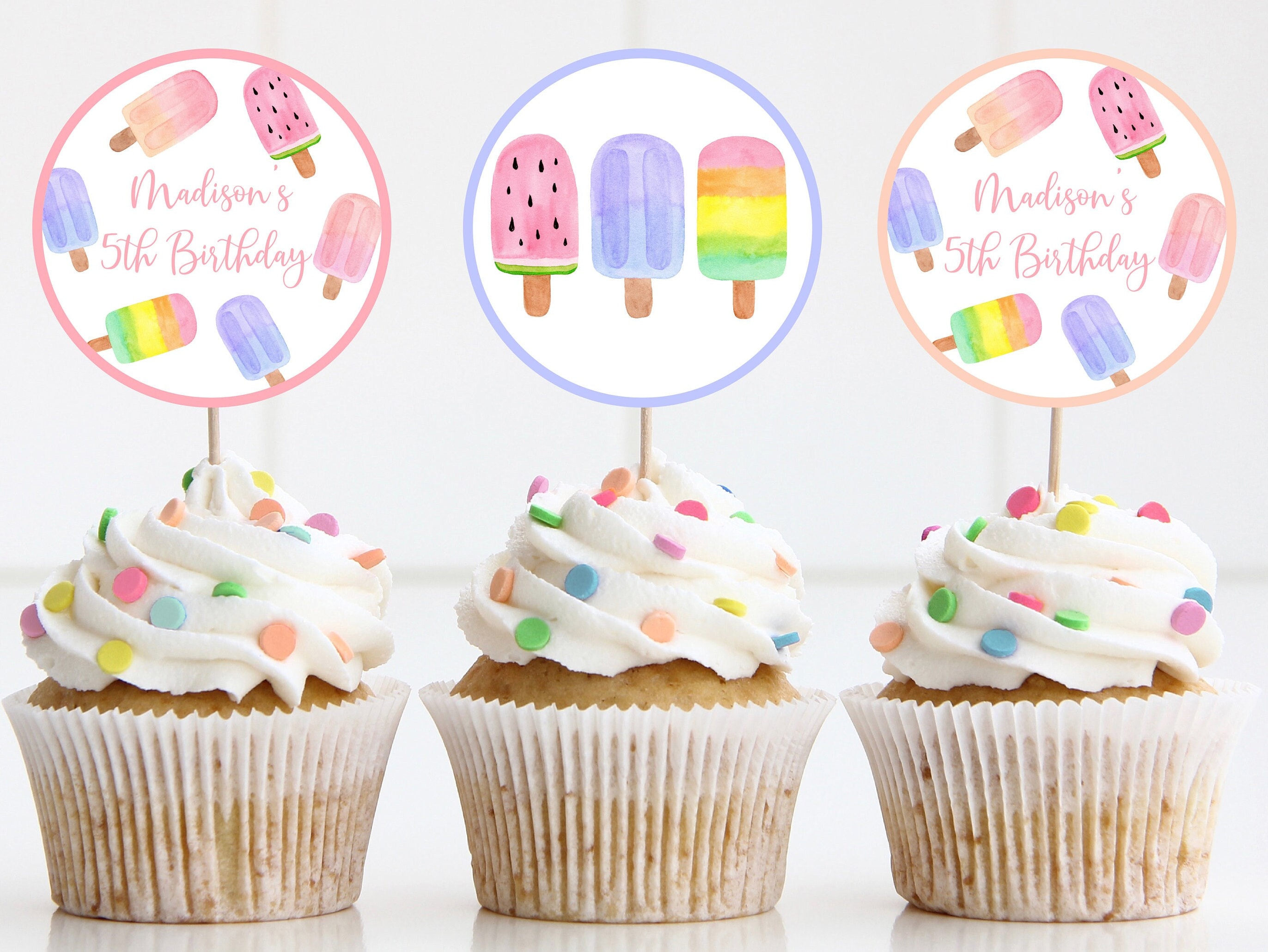 Editable Popsicle Birthday Cupcake Toppers Popsicle Party Chill With Us ...