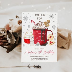 Editable Hot Cocoa Birthday Invitation Cookies & Cocoa Party - Etsy UK